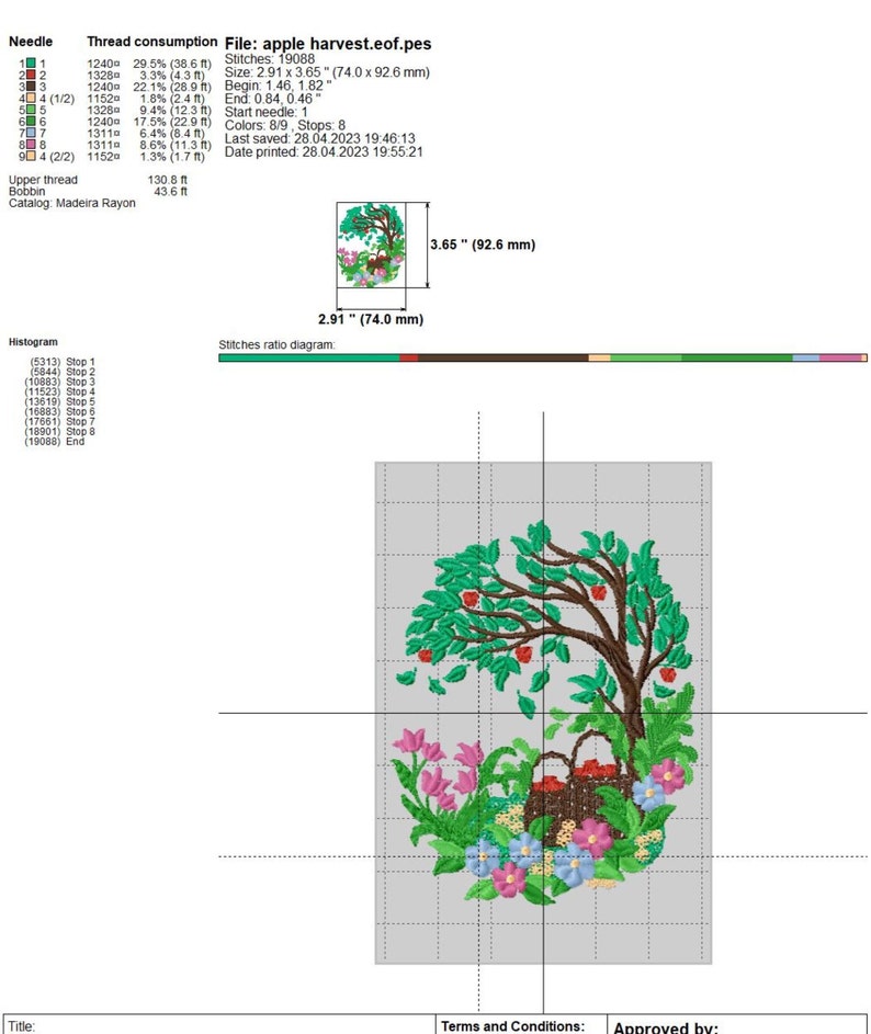 Embroidery Design Flowers Apple Tree Herbs Machine - Etsy
