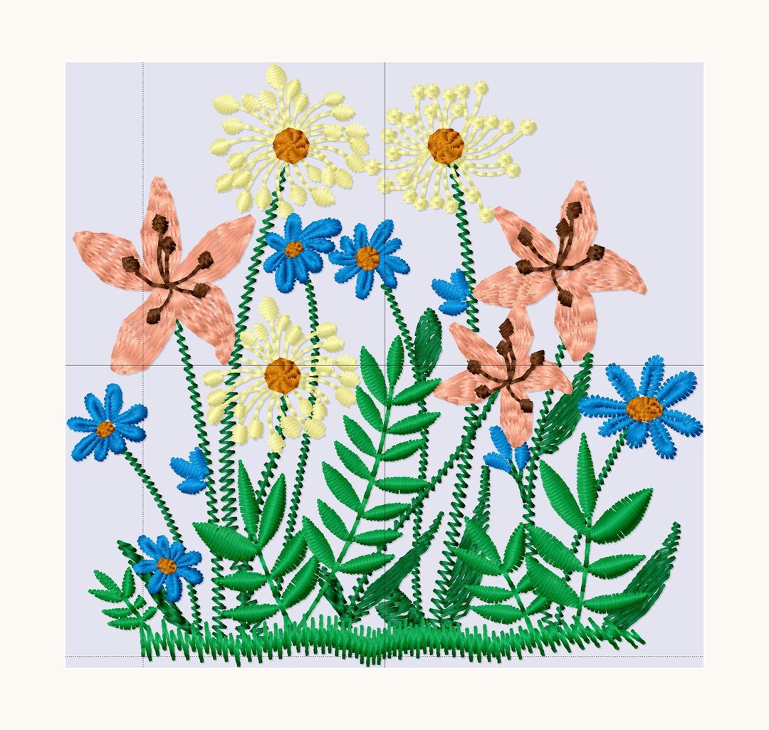 Embroidery Design Flowers, Grass, Plant, Machine Embroidery File ...