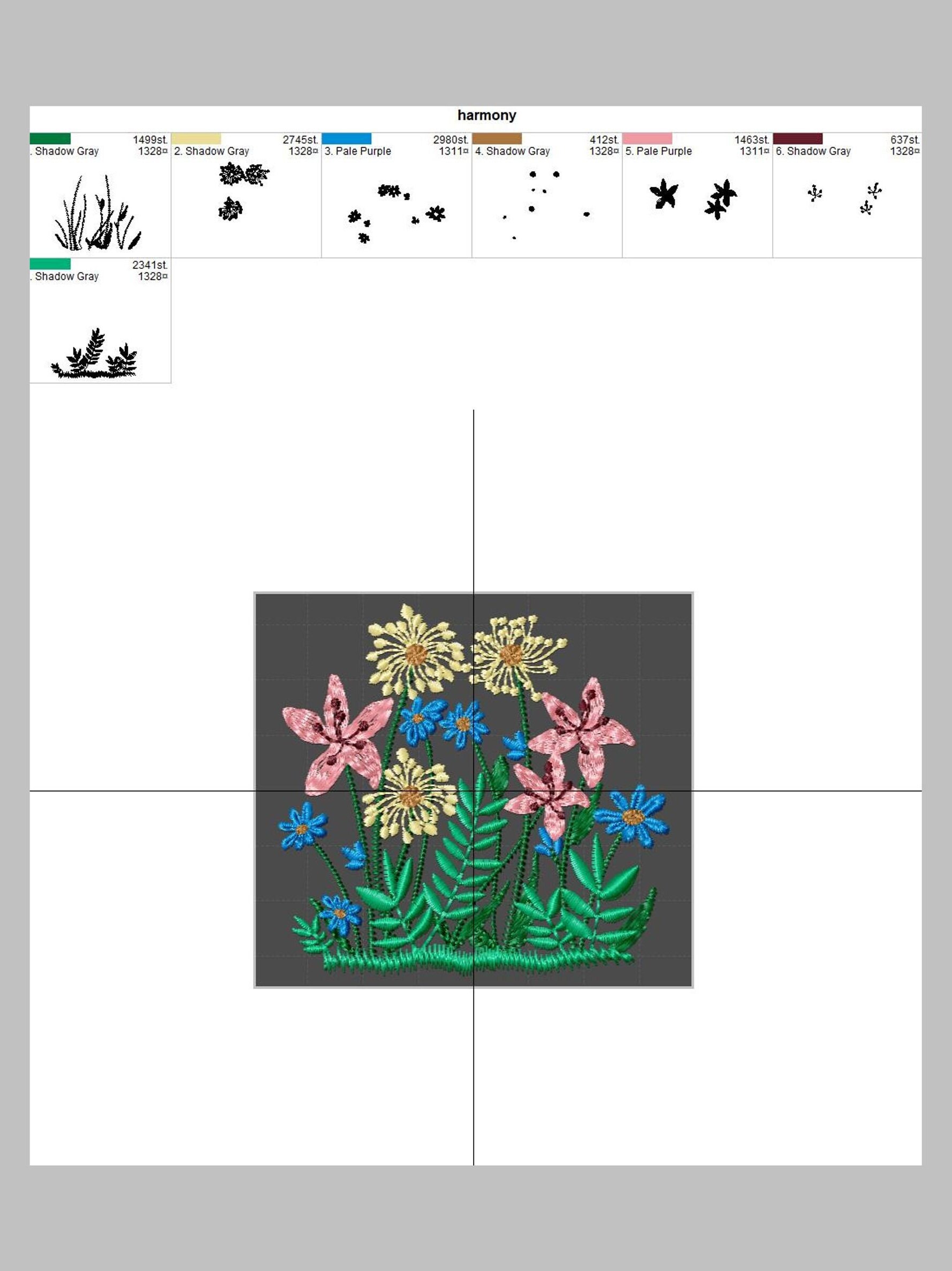 Embroidery Design Flowers Grass Plant Machine Embroidery - Etsy