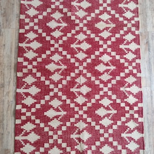 Cotton Jute Rug, Red and White Jute Rug, Eco-friendly Rug, Area Rug ...