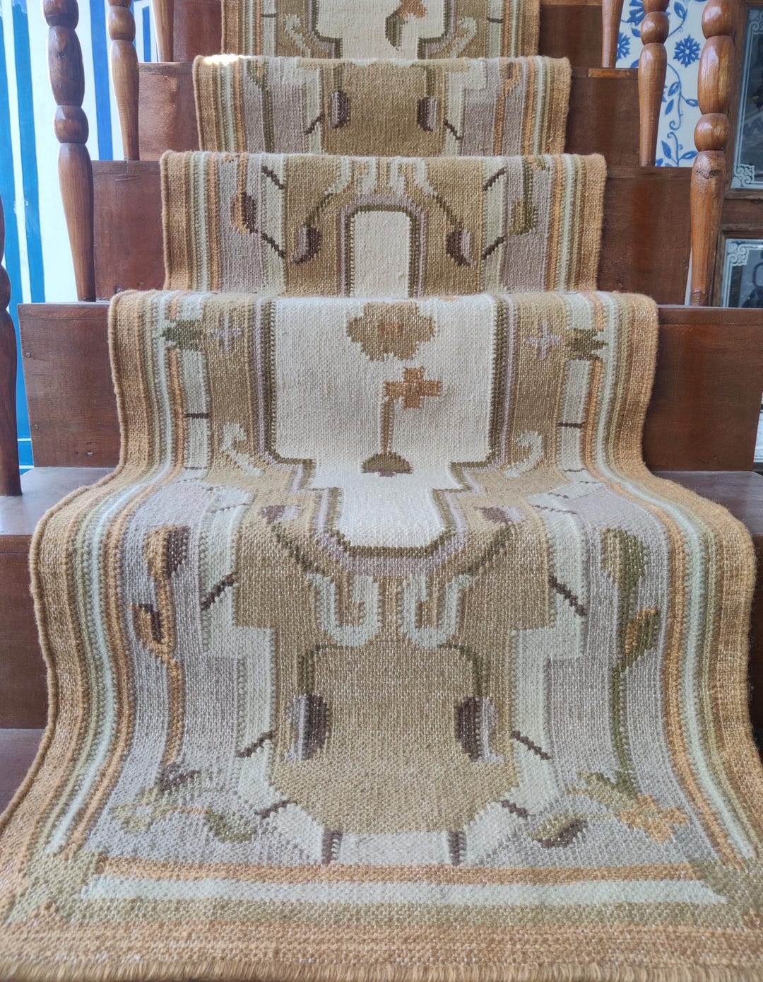 Stair Runner, Cotton Wool Runner, Multicolor Runner, Kilim Runner ...