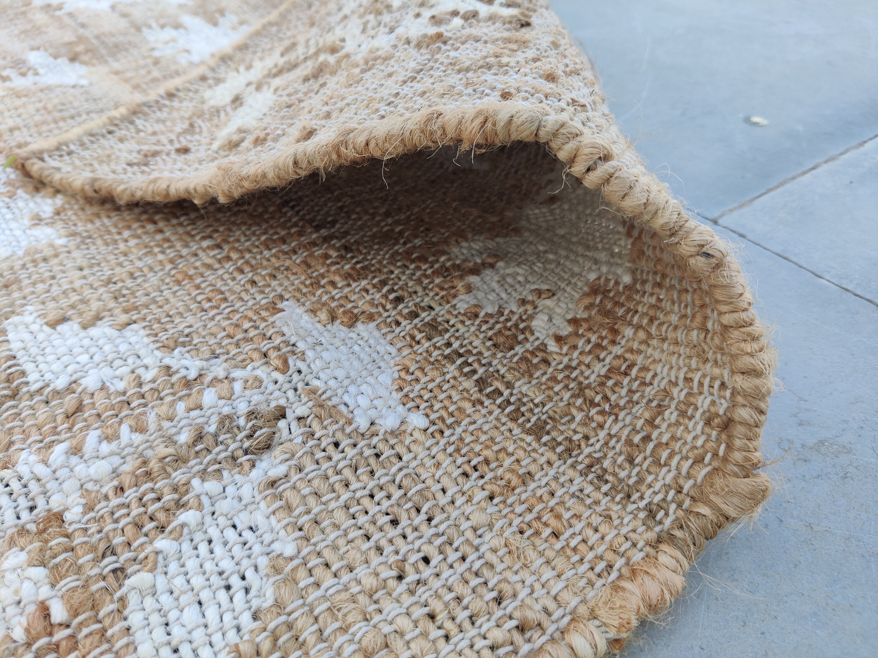 8x10 Natural Jute Rug, Floral Pattern Rug, Cotton Jute Rug, Bohemian ...