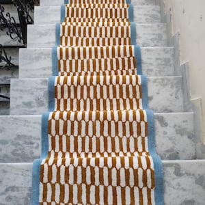 Stair Runner Made of Geometric Wool, Handmade New Zealand Wool Hallway ...