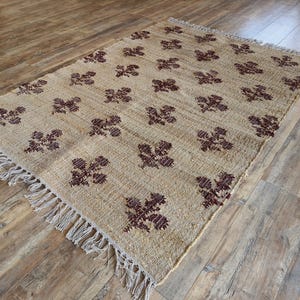 Handwoven Flower Jute Cotton Rug, Natural Jute Rug, Home Decor Rug ...
