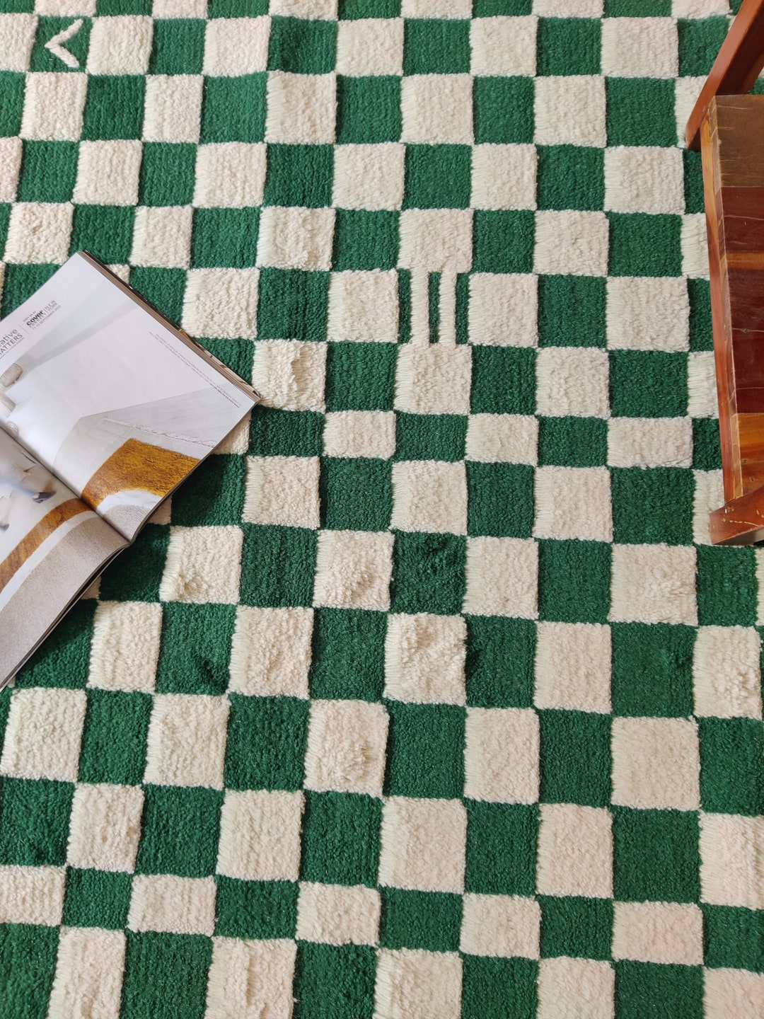 Checkered Rug, Home Decor Area Rug, Green & White Checkerboard Rug ...