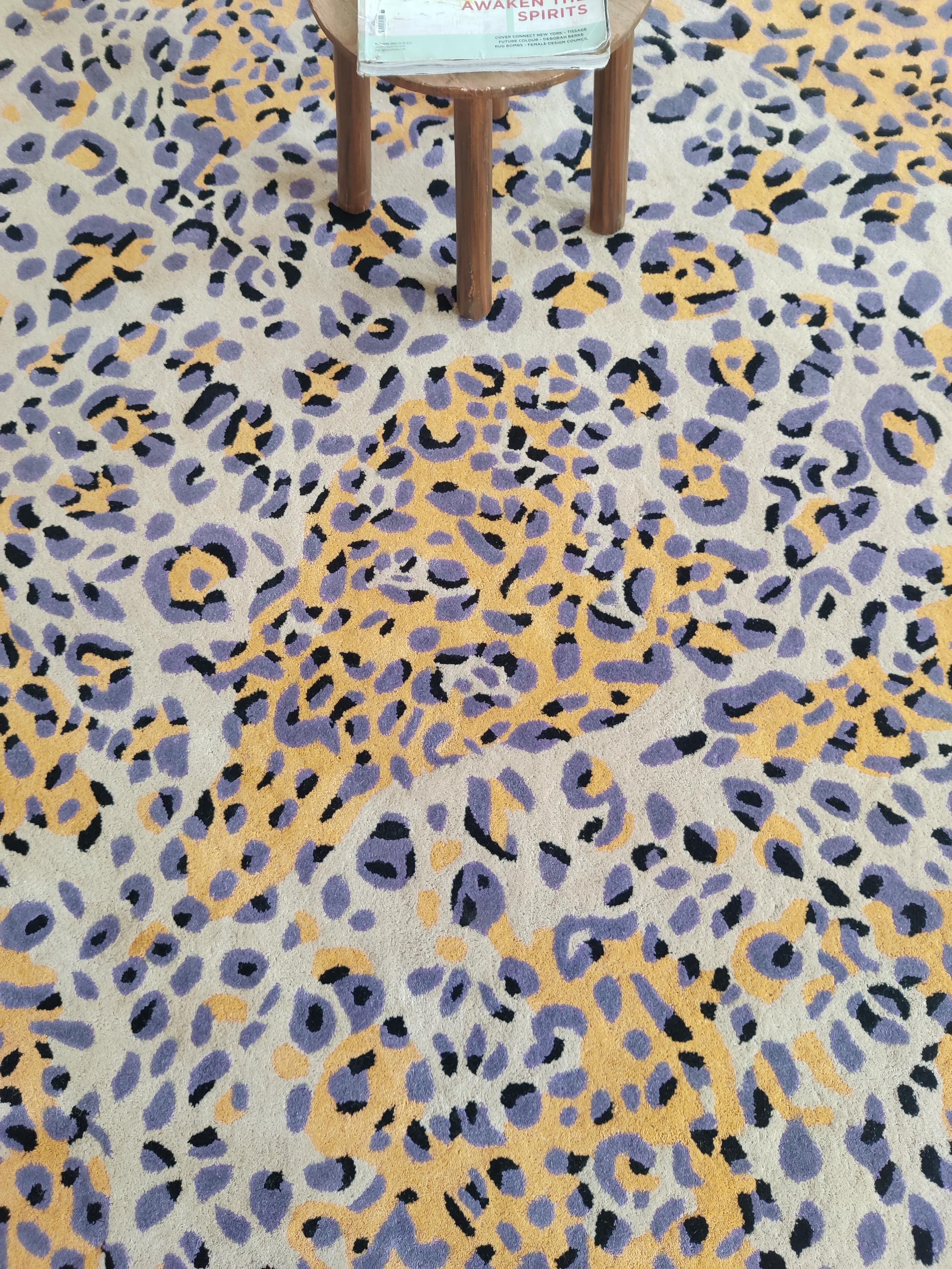 Luxury Hand-tufted Wool Rug, Modern Leopard Print Carpet, Wool Area Rug ...