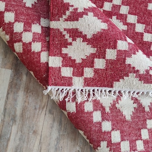 Cotton Jute Rug, Red and White Jute Rug, Eco-friendly Rug, Area Rug ...