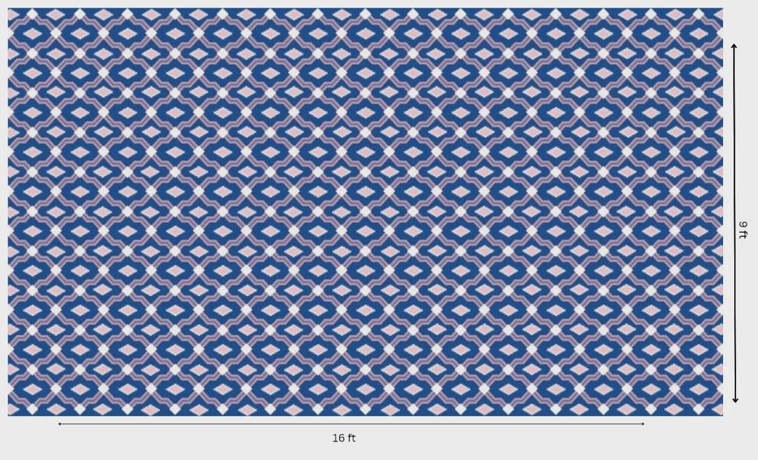 9x16 FT Modern Boho Cotton Wool Rug, Blue Tribal Kilim, Bedroom or ...