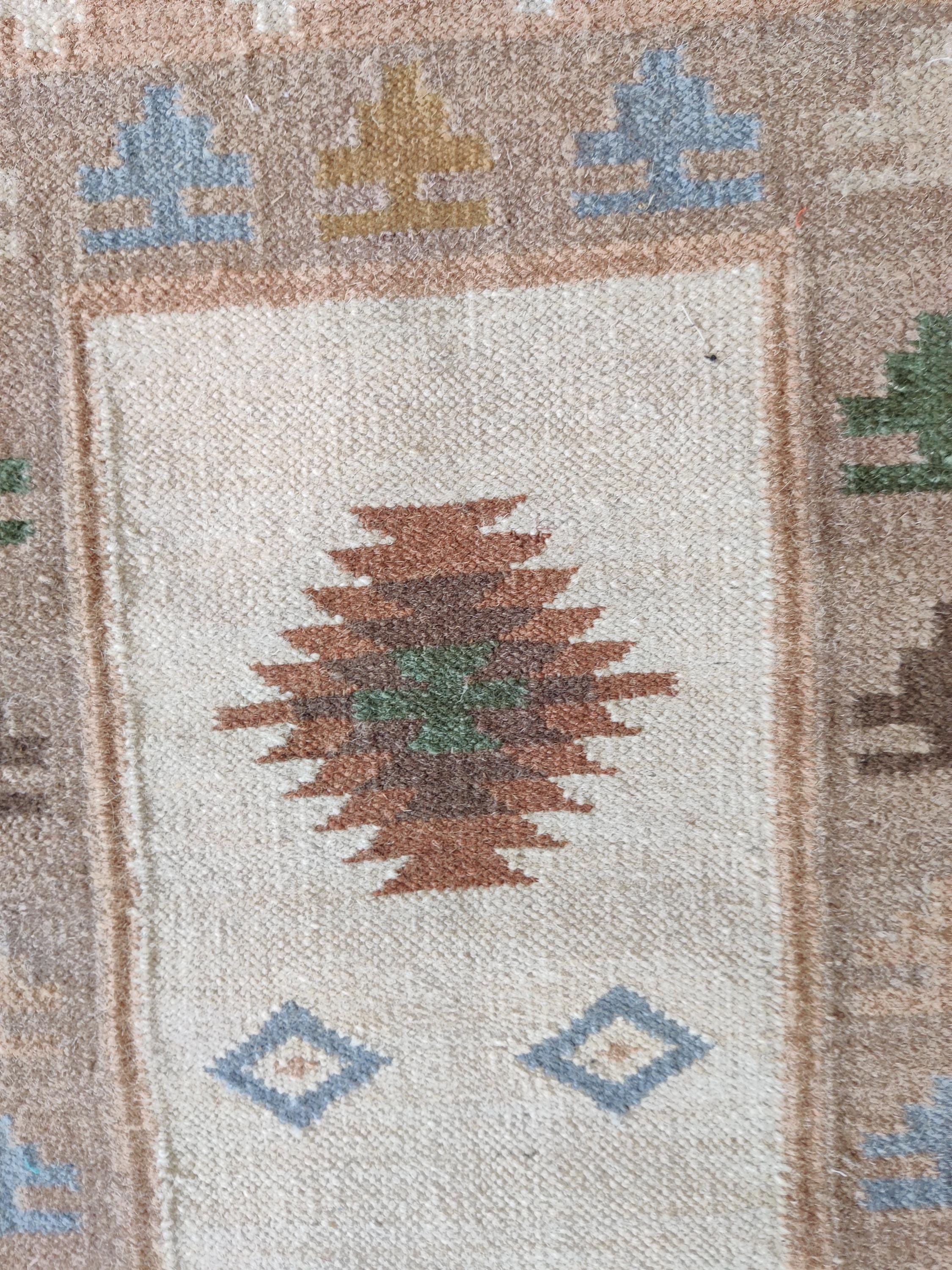2X12 FT Handwoven Brown Color Runner, Cotton Wool Runner, Kitchen ...