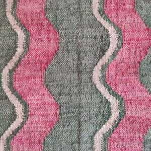 Handwoven Green and Pink Wavy Pattern Jute Rug, Eco-friendly Boho Home ...