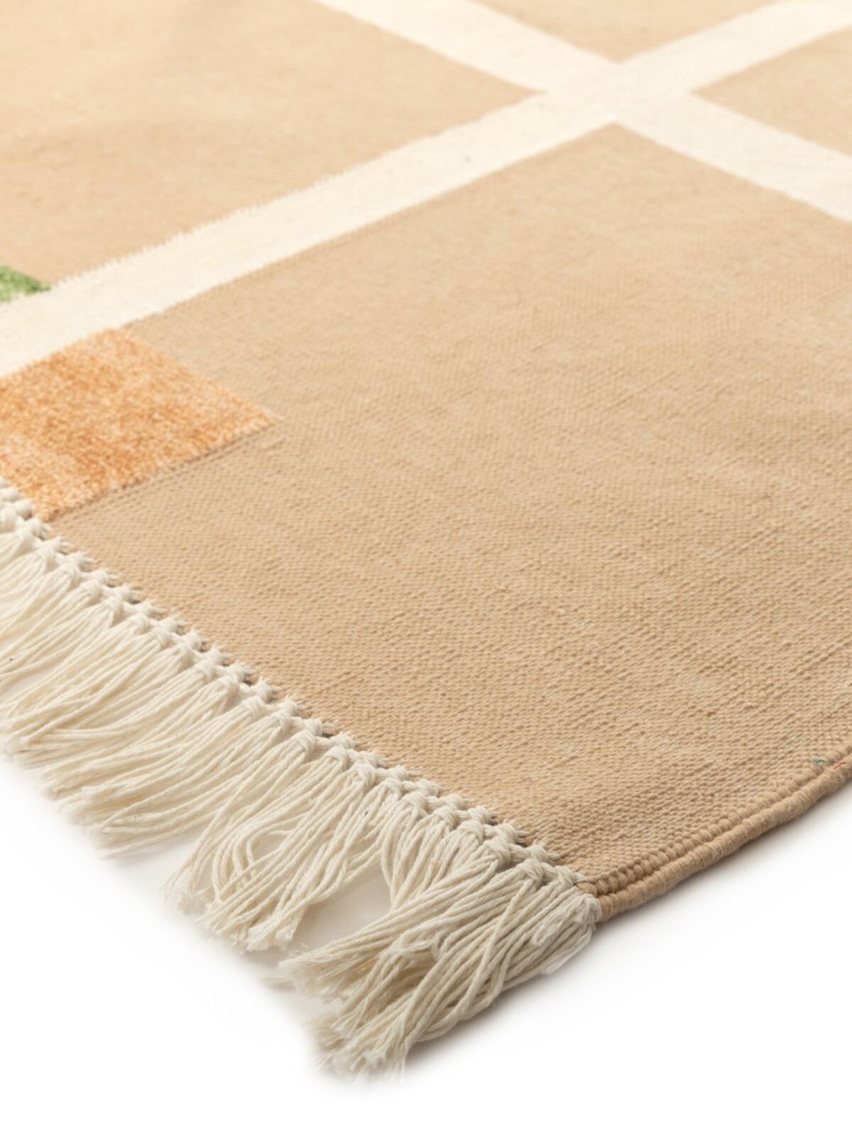 Natural Multicolor Checkered Rugs, Handwoven Cotton Flatweave Modern ...