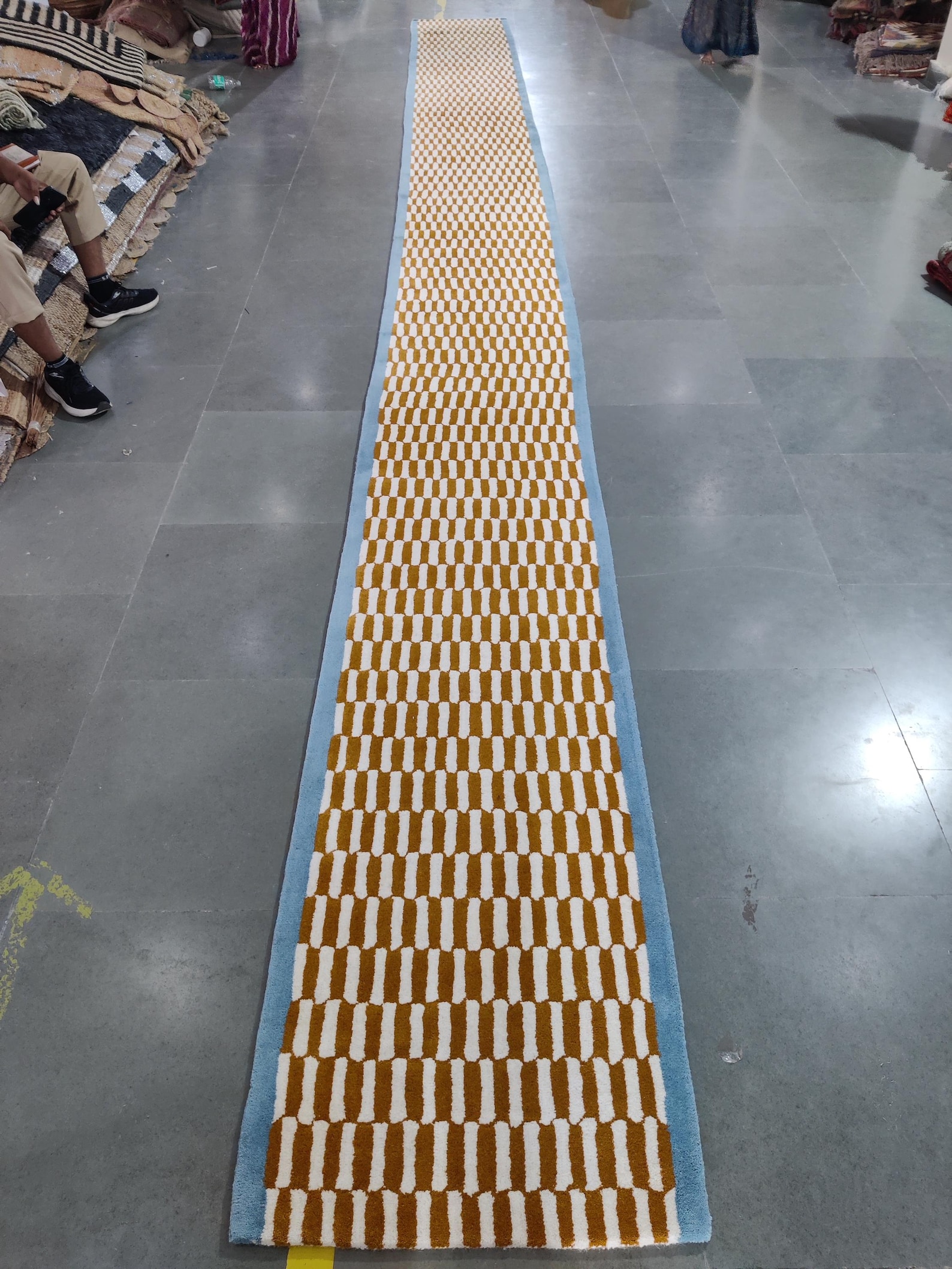 Stair Runner Made of Geometric Wool, Handmade New Zealand Wool Hallway ...