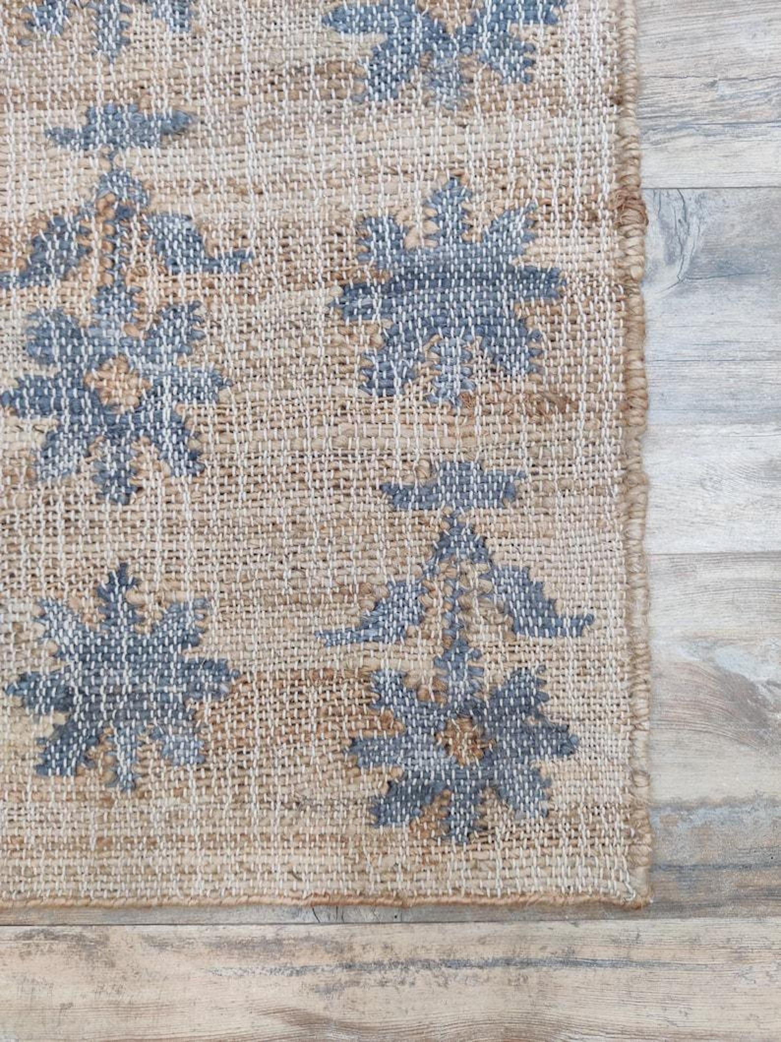 Floral Pattern Rug, Cotton Jute Rug, Earthy Tone Rug, Natural Jute Rug ...