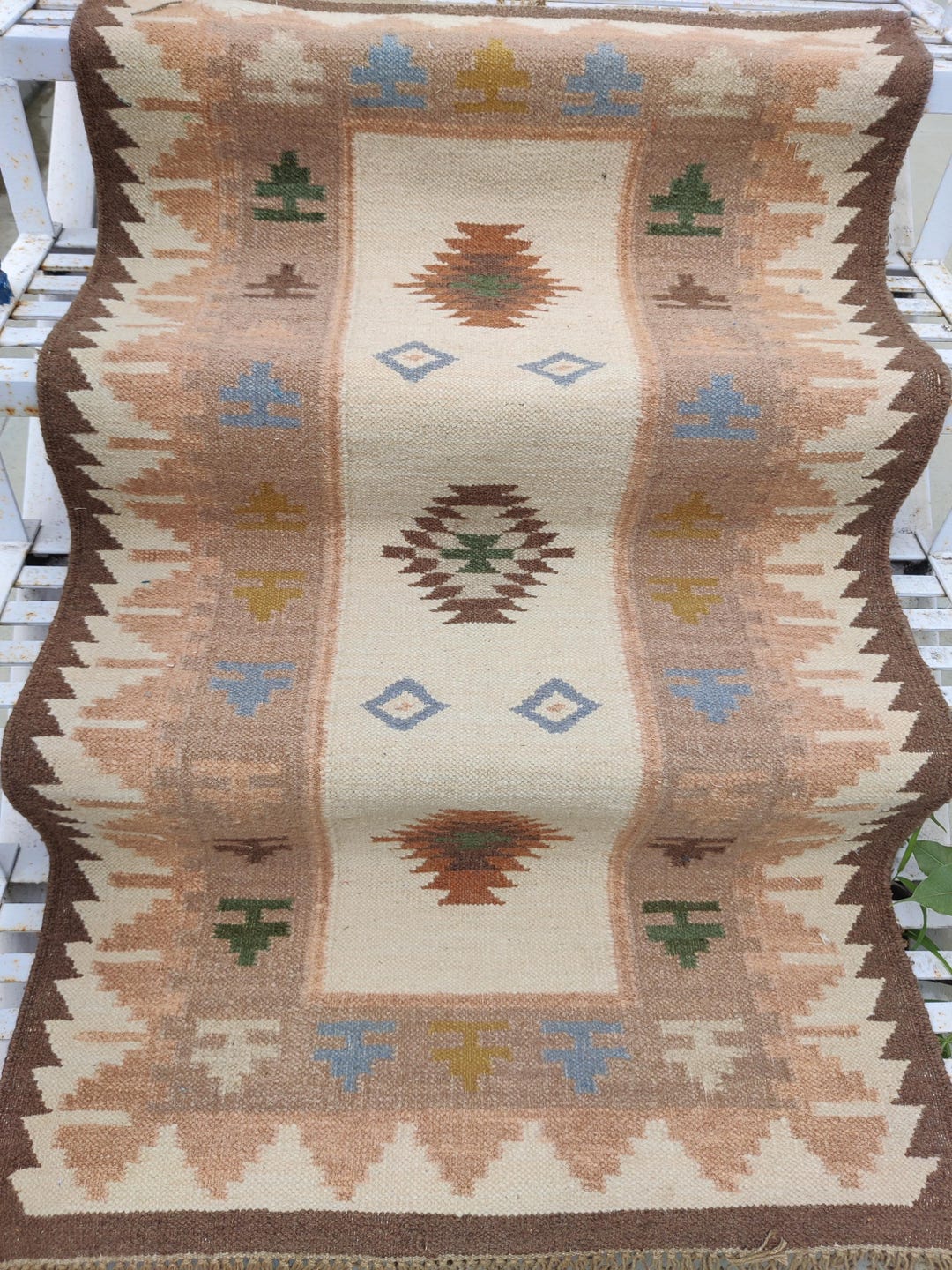 2X12 FT Handwoven Brown Color Runner, Cotton Wool Runner, Kitchen ...