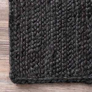 Black Braided Square Jute Rug Area Square Rug Custom Size Rectangle Rug ...