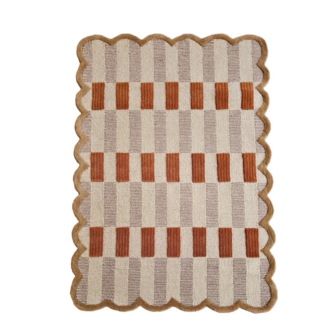 Nordic Handmade Wool Tufted Carpet, Wool Scallop Carpet, 8x10 Ft Hand ...