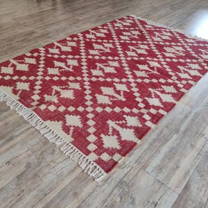 Cotton Jute Rug, Red and White Jute Rug, Eco-friendly Rug, Area Rug ...