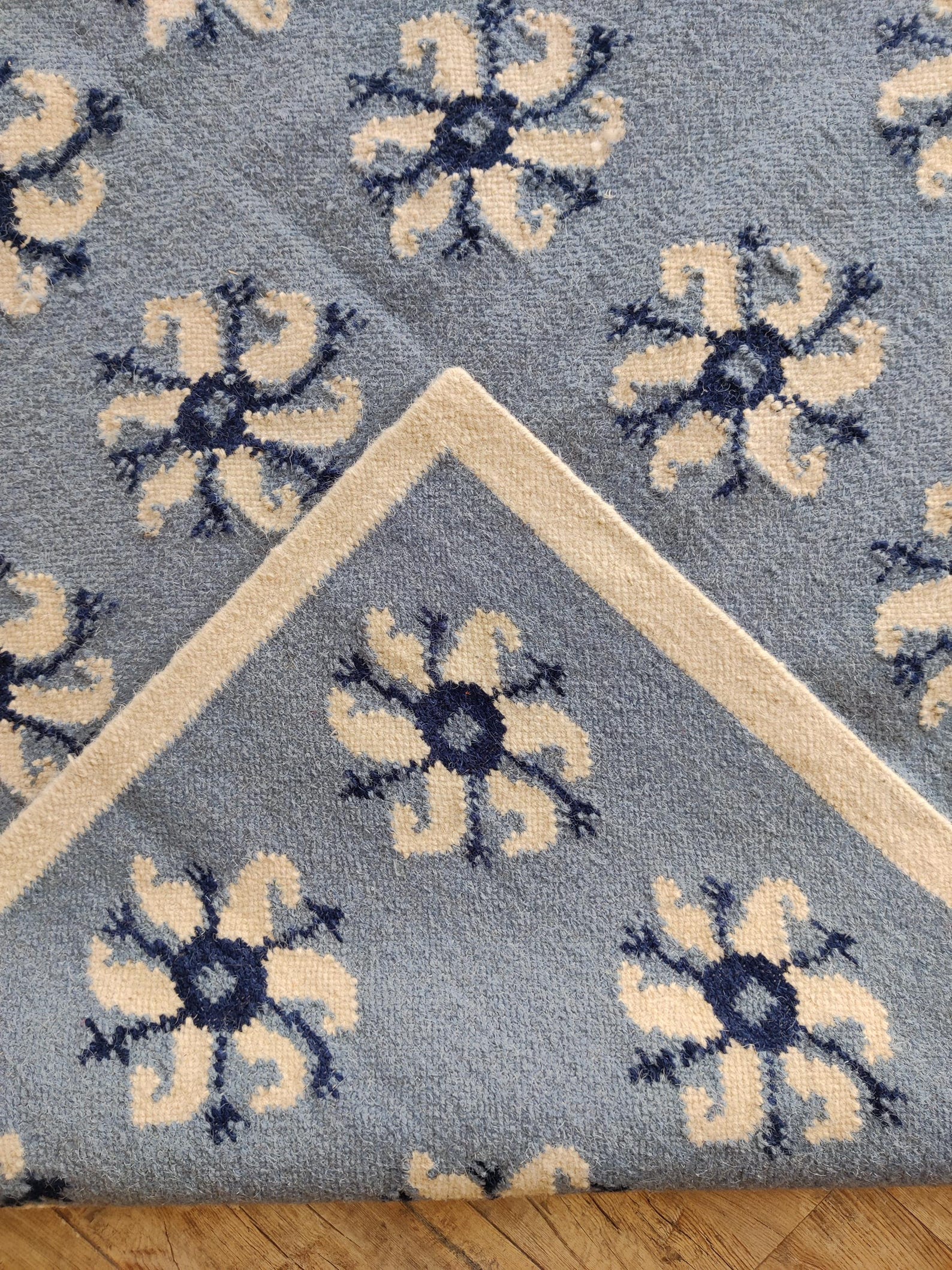 Scandinavian-style Star Rug, Cotton Wool Kilim Handwoven Blue Flatweave ...