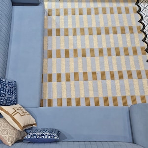 Modern Wool Scallop Hand Tufted Carpet, 8x10 New Zealand Wool Plaid ...