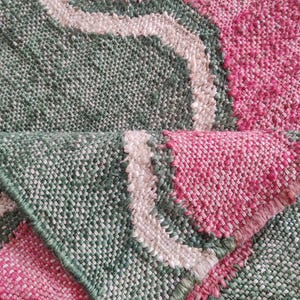 Handwoven Green and Pink Wavy Pattern Jute Rug, Eco-friendly Boho Home ...