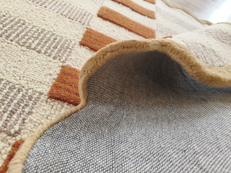 Nordic Handmade Wool Tufted Carpet, Wool Scallop Carpet, 8x10 Ft Hand ...