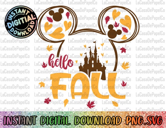 Mouse Ears Hello Fall SVG for Cricut Mickey Autumn SVG Hello - Etsy