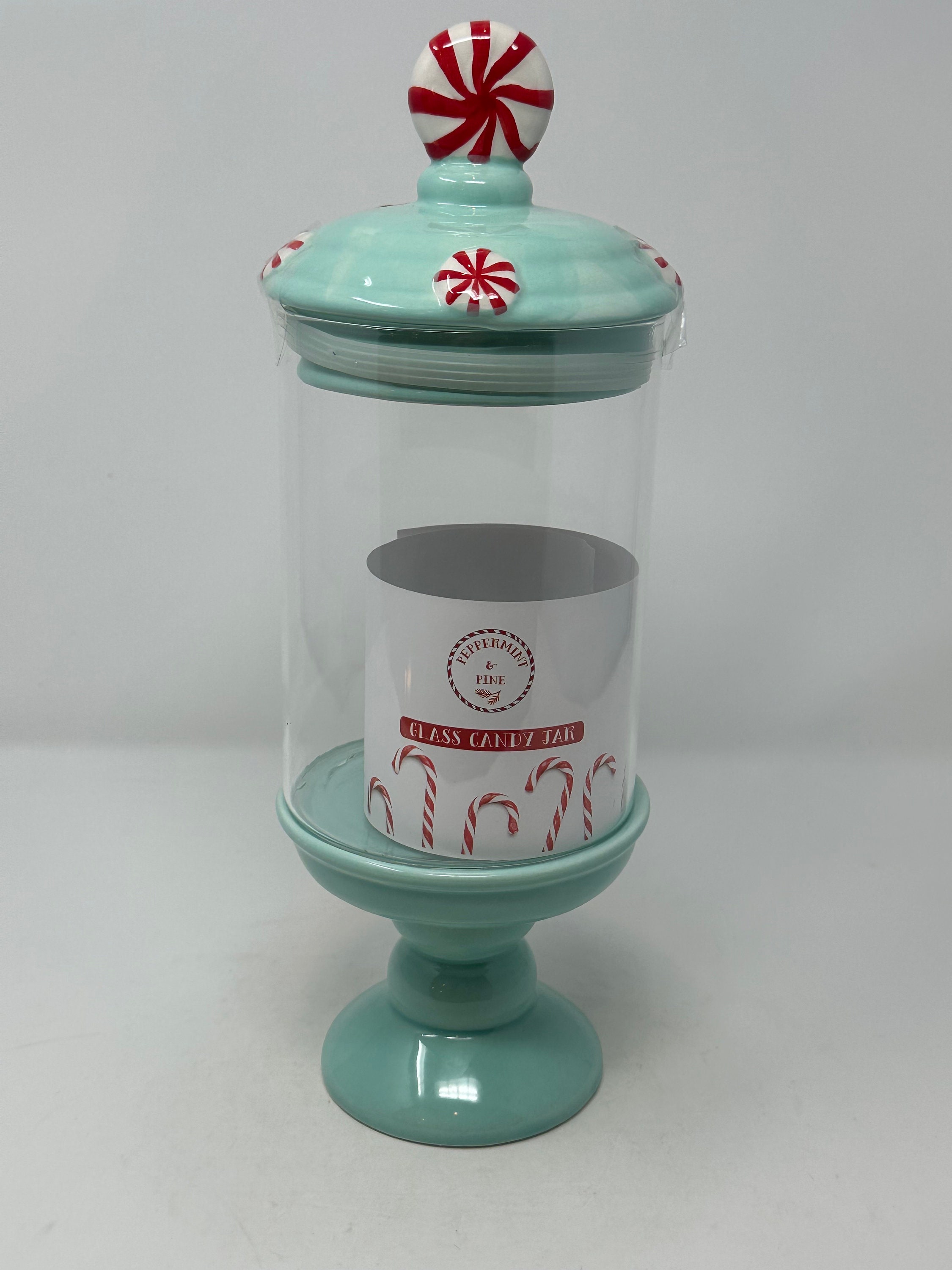 Peppermint & Pine Teal Peppermint Glass Candy Jar Peppermint - Etsy