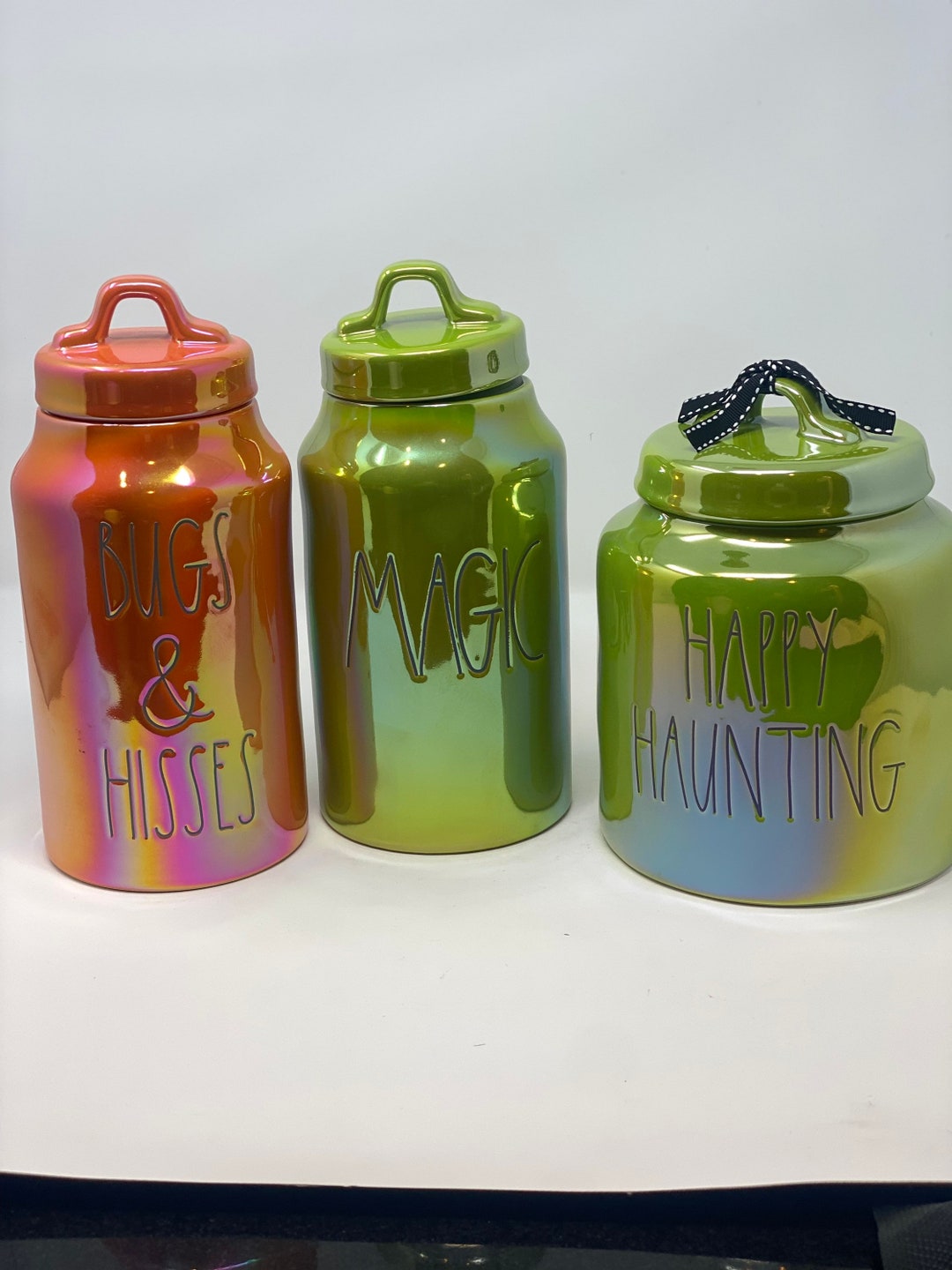 Rae Dunn Halloween Canisters, Rae Dunn Bugs & Hisses Orange Canister ...