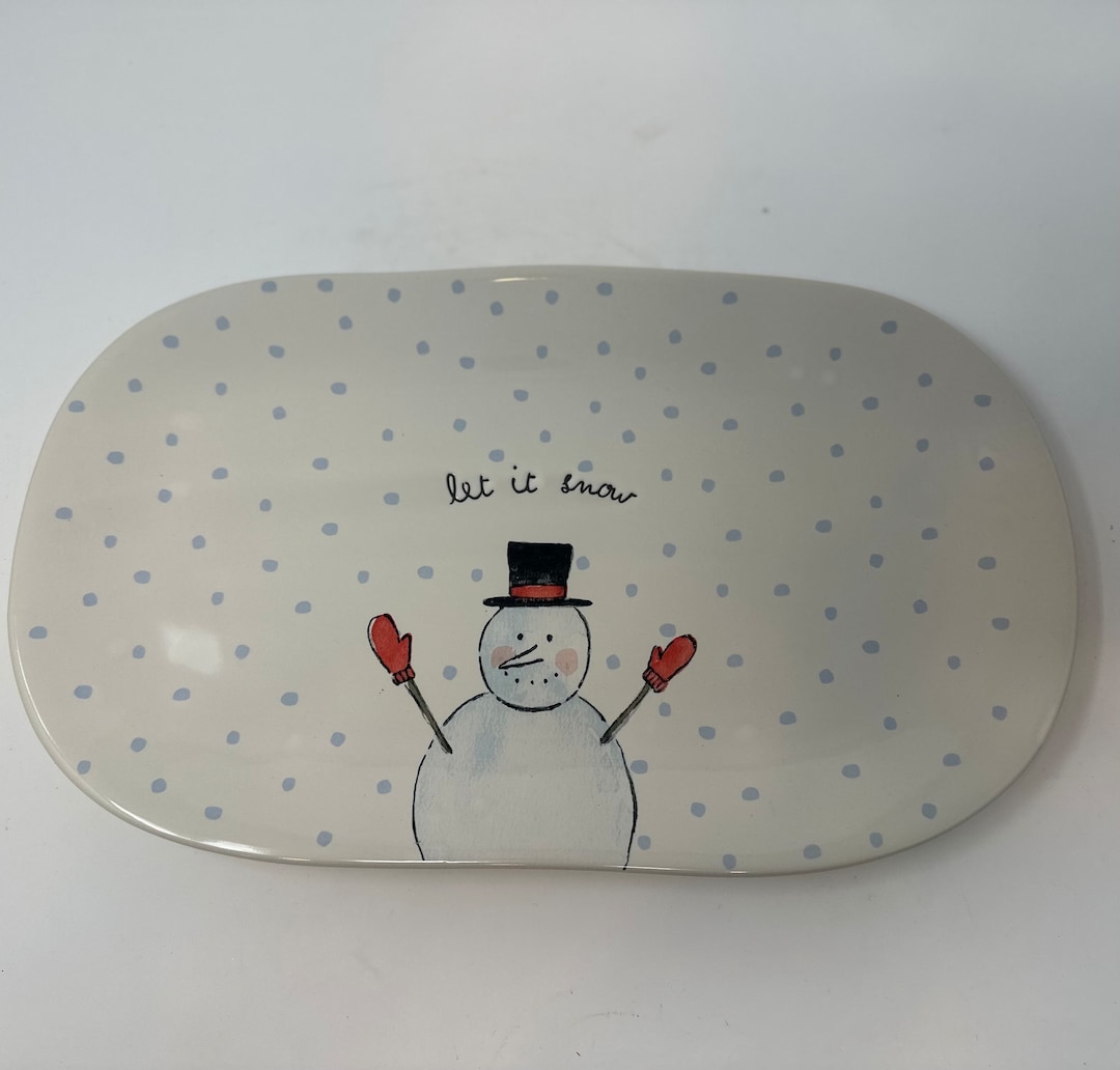 Rae Dunns LET IT SNOW Snowman Platter, Rae Dunn Snowman Plate ...