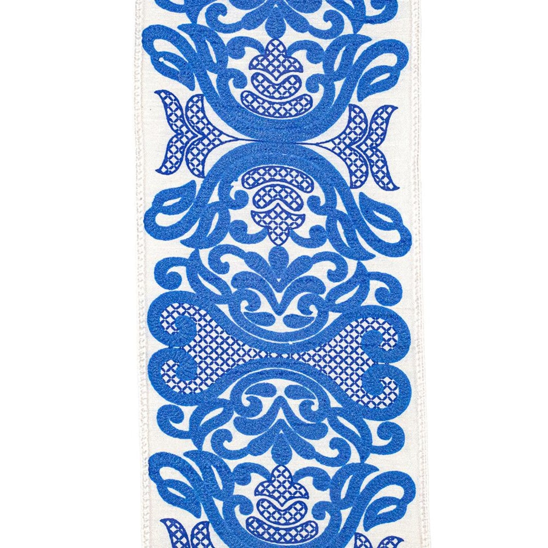 Blue & White Chinoiserie Wired Ribbon – Regal Filigree, 4" X 5 Yards - Etsy