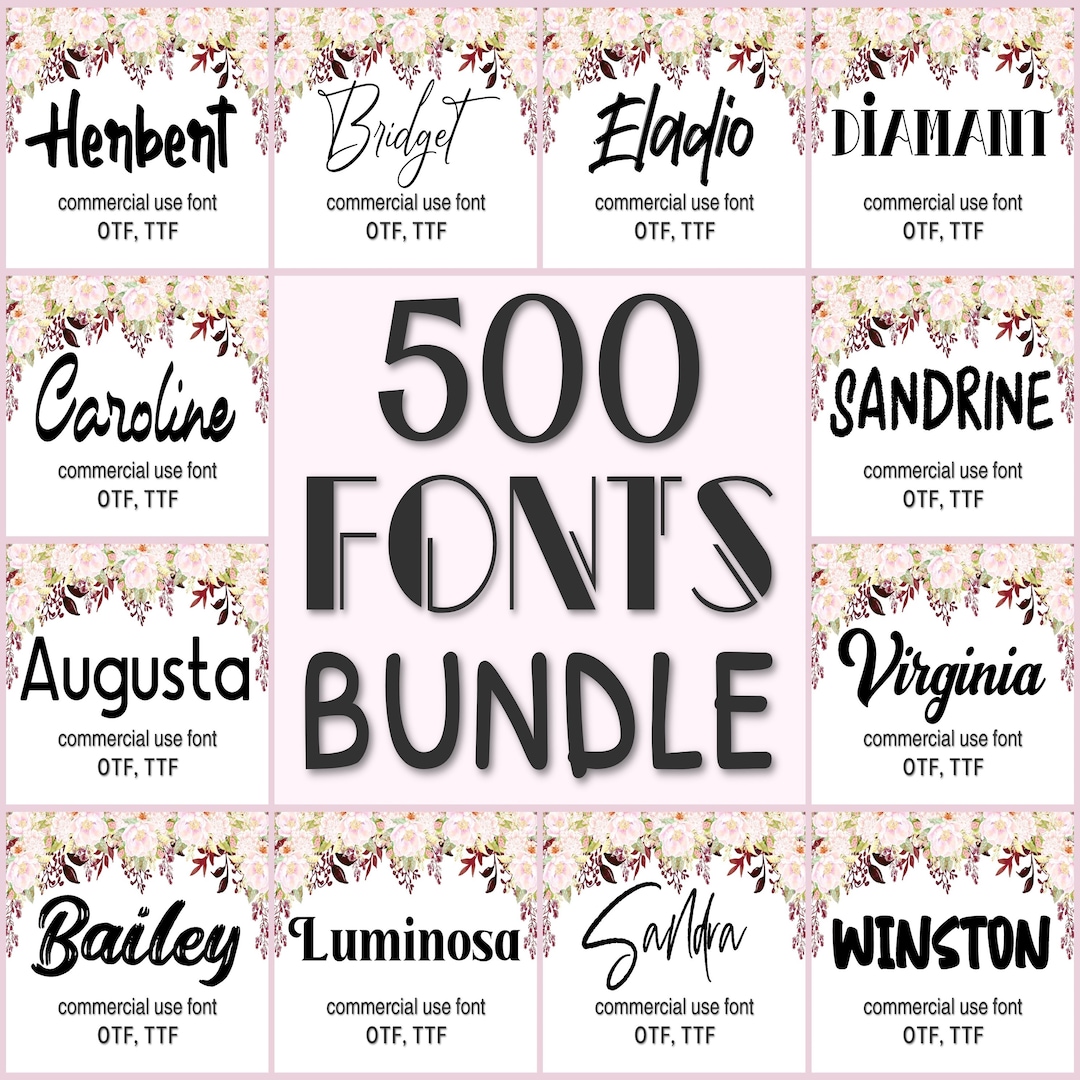 500 Fonts Bundle, Script Fonts Pack, Serif Fonts Set, Wedding Fonts ...