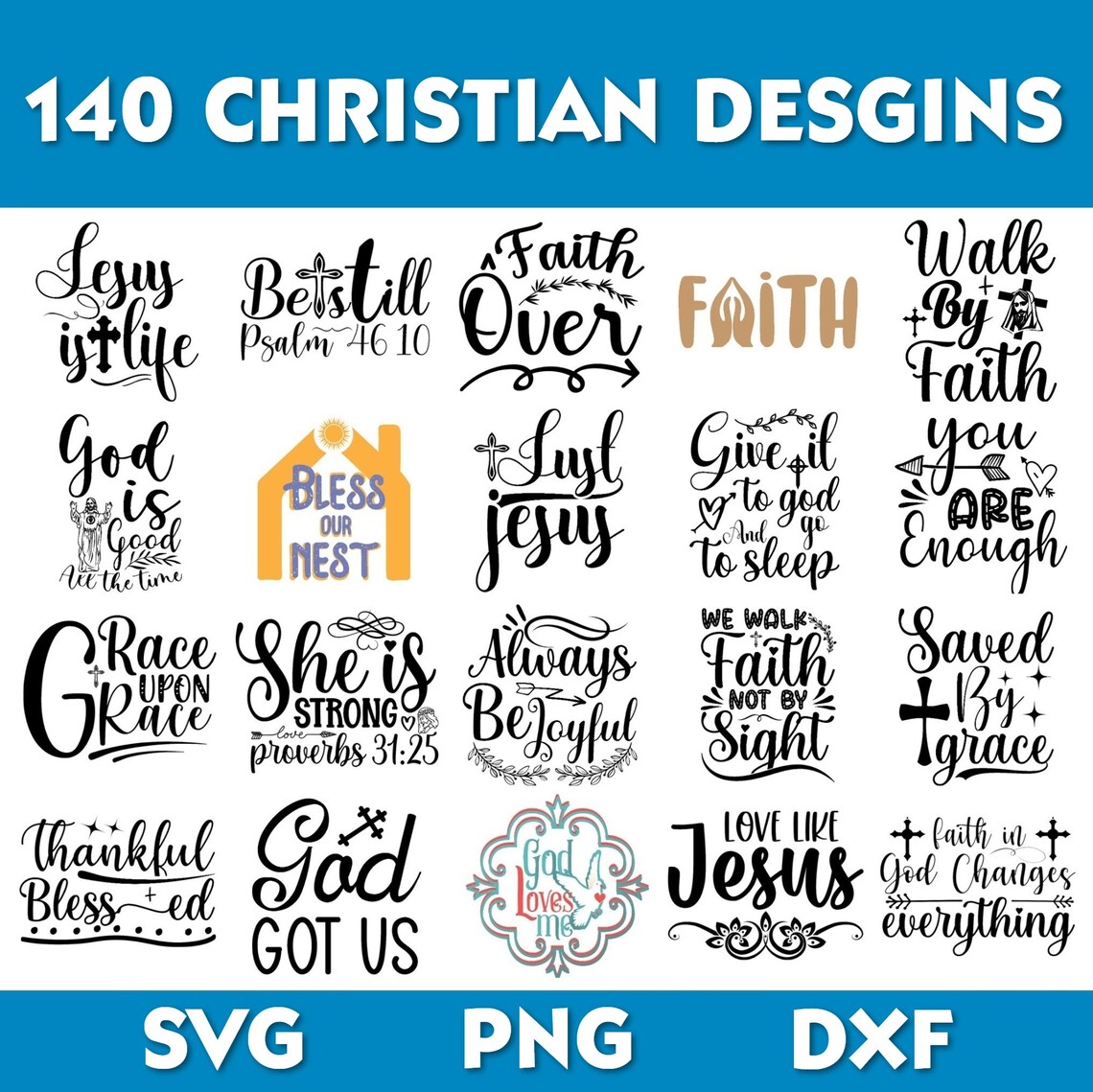 140 Christian Svg Bundle, Christian Svg Pack, Jesus Svg Set, God Svg ...