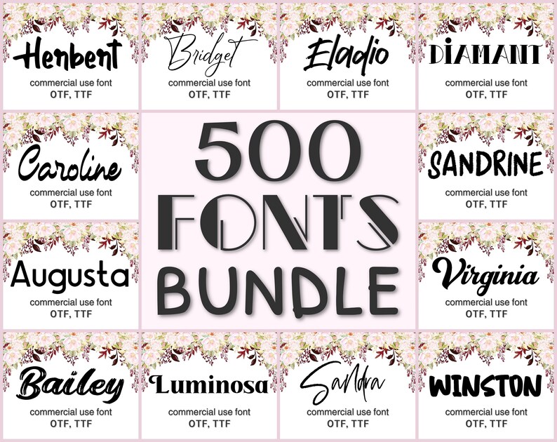 500 Fonts Bundle Script Fonts Pack Serif Fonts Set Wedding - Etsy