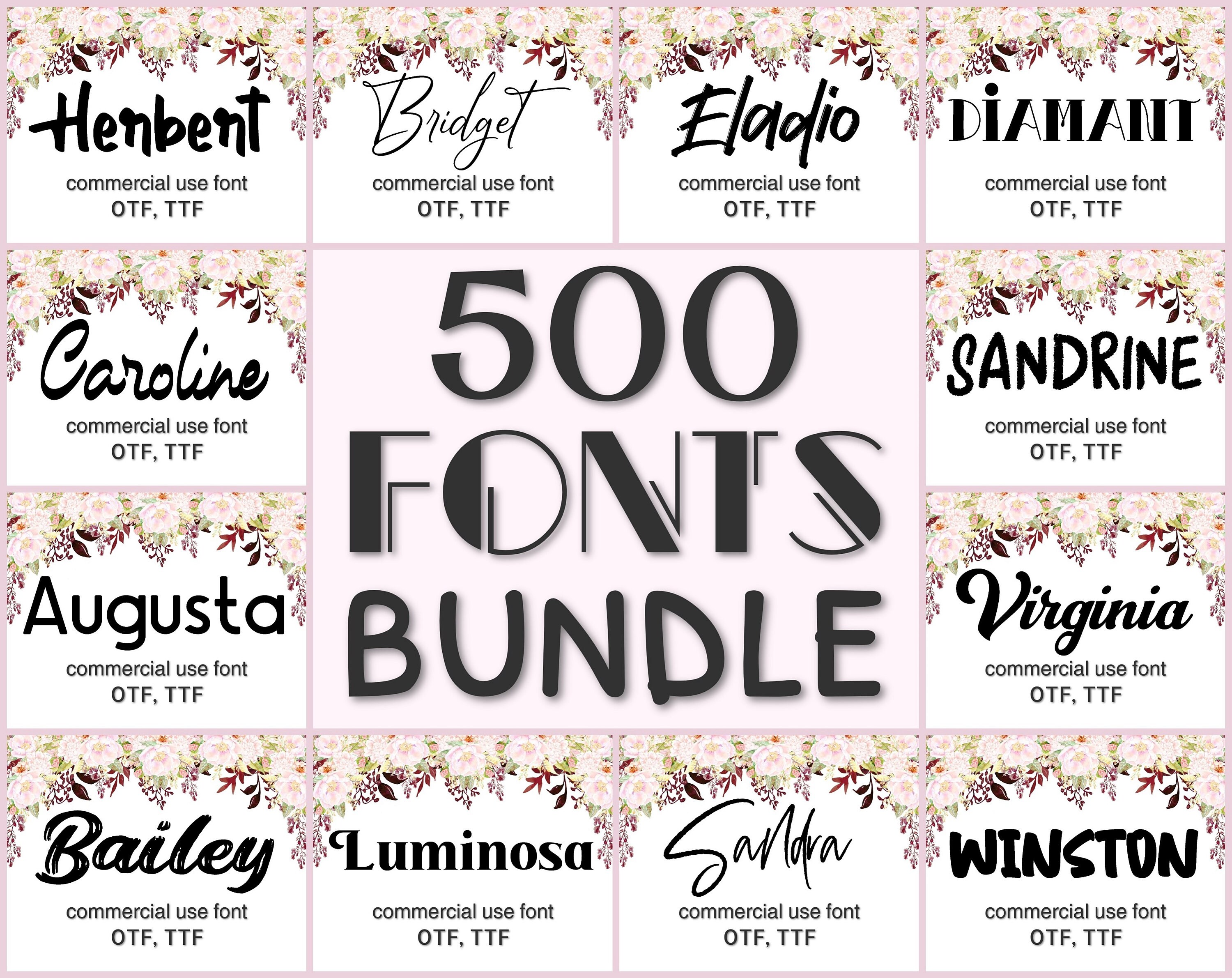 500 Fonts Bundle Script Fonts Pack Serif Fonts Set Wedding | Etsy