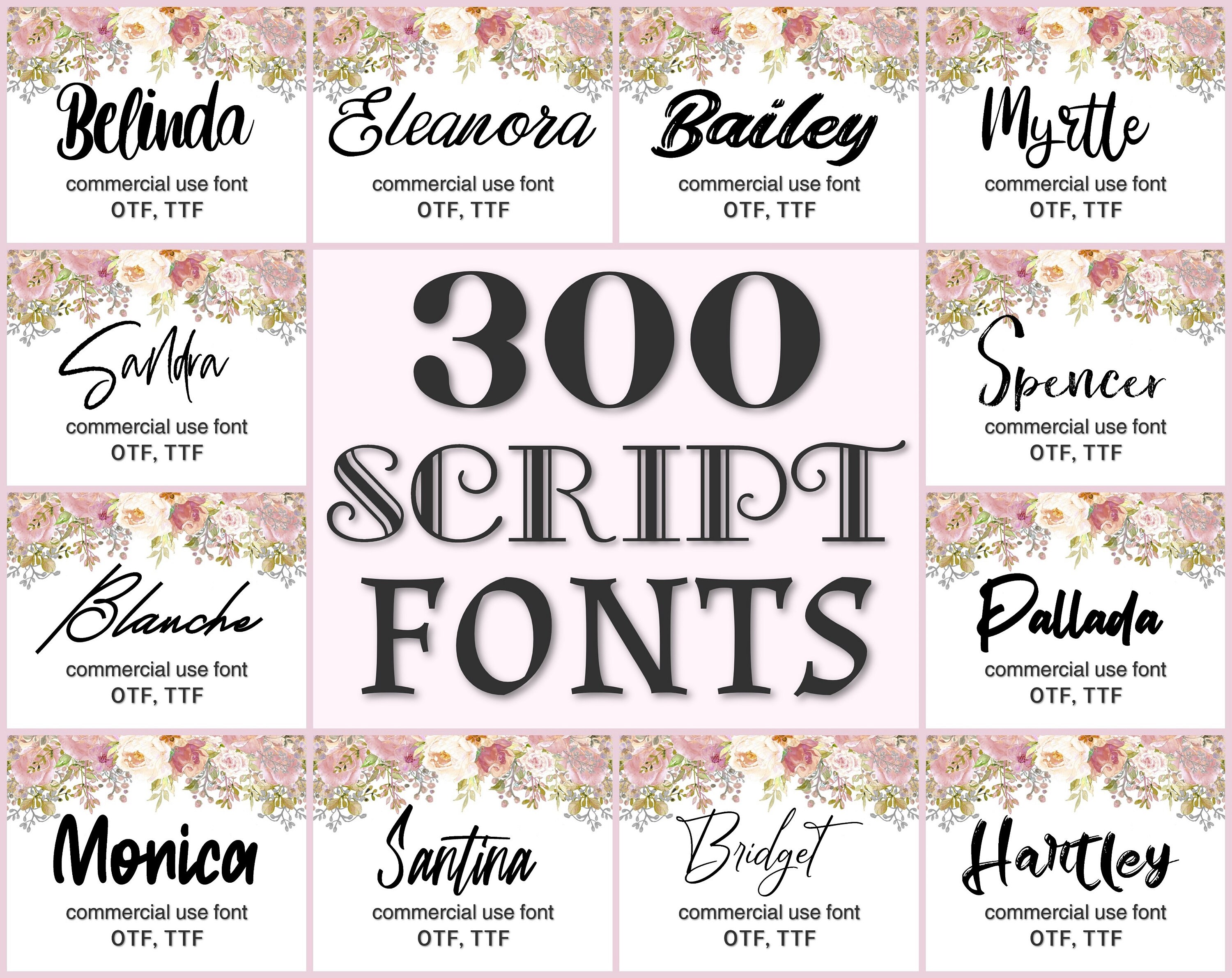 300 Script Fonts Bundle Calligraphy Fonts Wedding Fonts Set - Etsy
