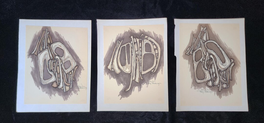 LOT of 3 Original Vintage Drawings Mary Preminger 1960s 70s Painting ...