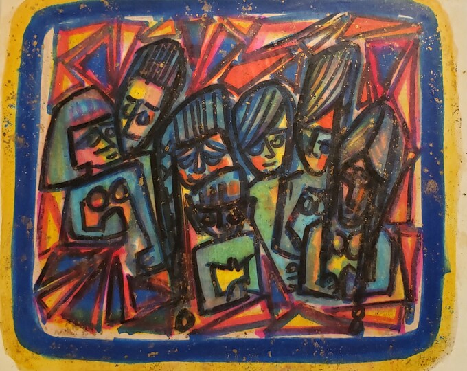 Mary Preminger 1960s Original Signed Vintage Textile Painting Drawing ...