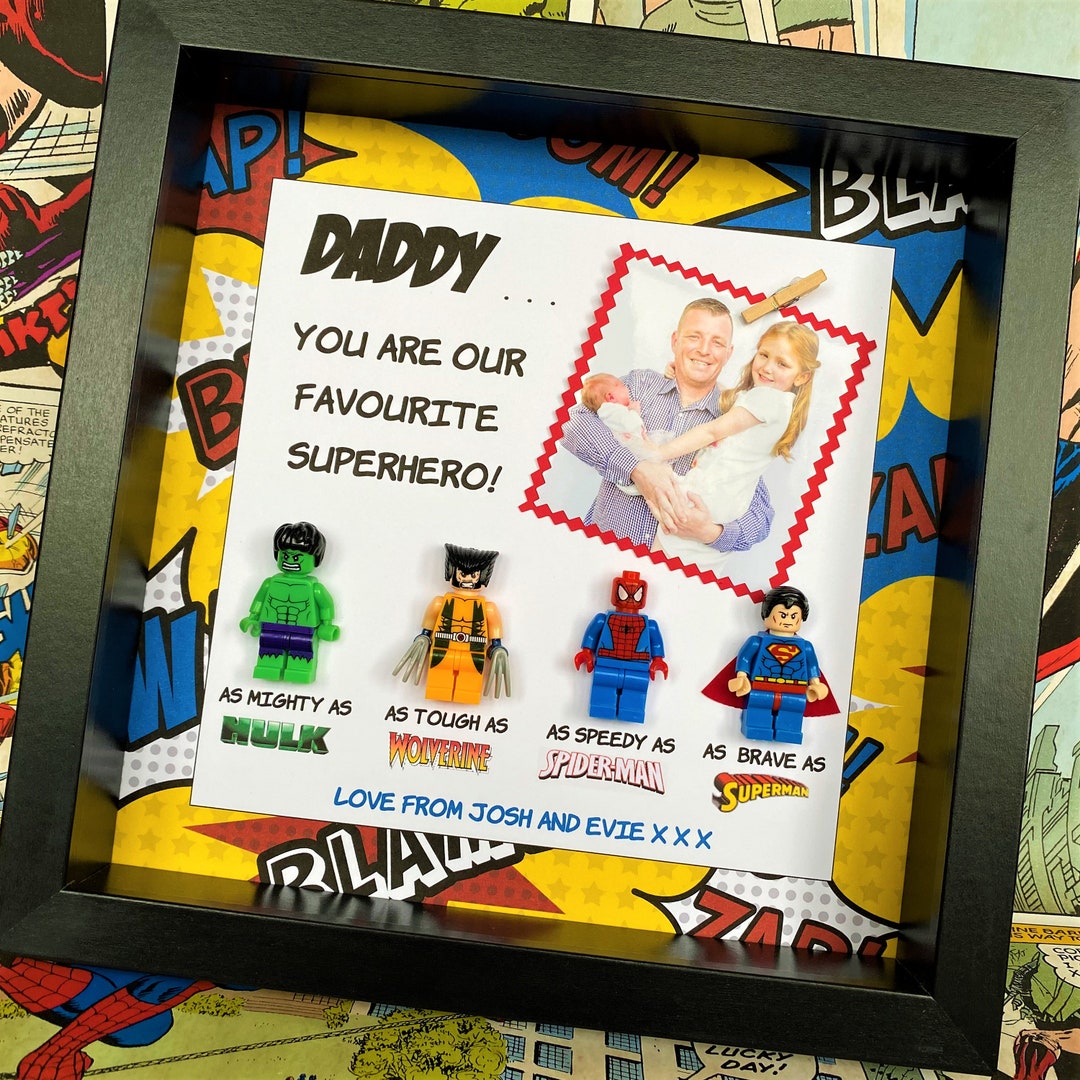 Personalised Super Hero Christmas Gift for Dad/ Box Frame / Daddy ...
