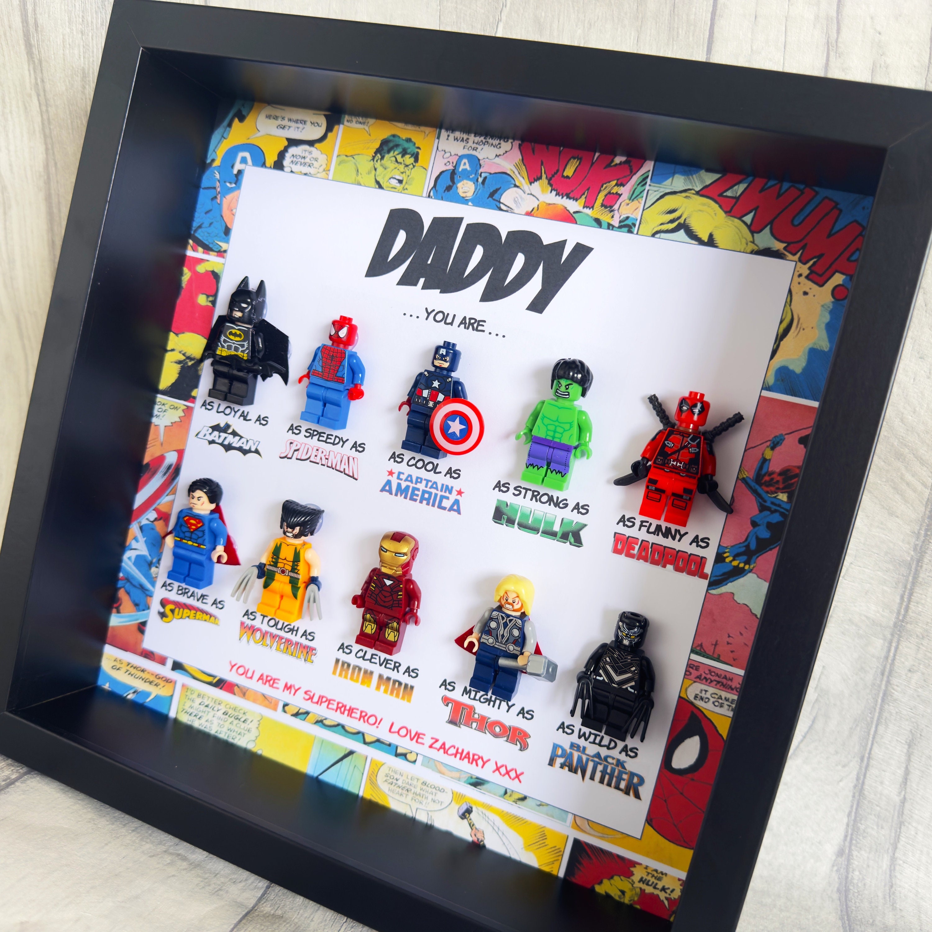 Fathers Day Super Hero Frame / Personalised Gift/ Box Frame / Present ...