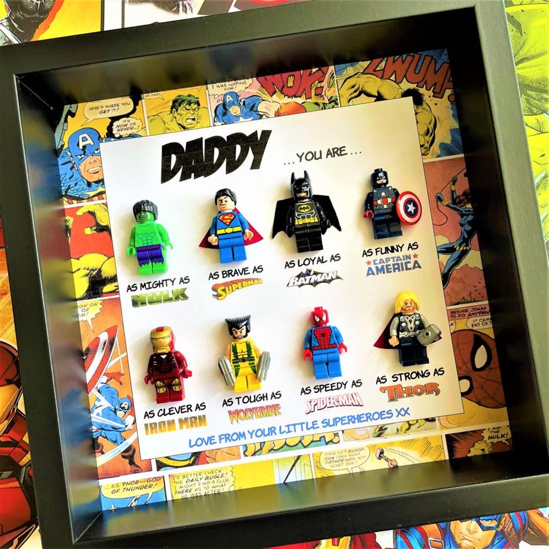 Personalised Dad Daddy Super Hero Box Frame / Christmas Gifts for Him ...