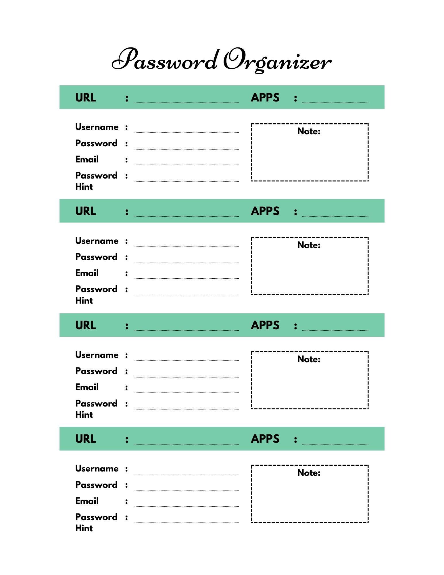 Printable Password Tracker, Password Log, Address Book Pages, Instant ...
