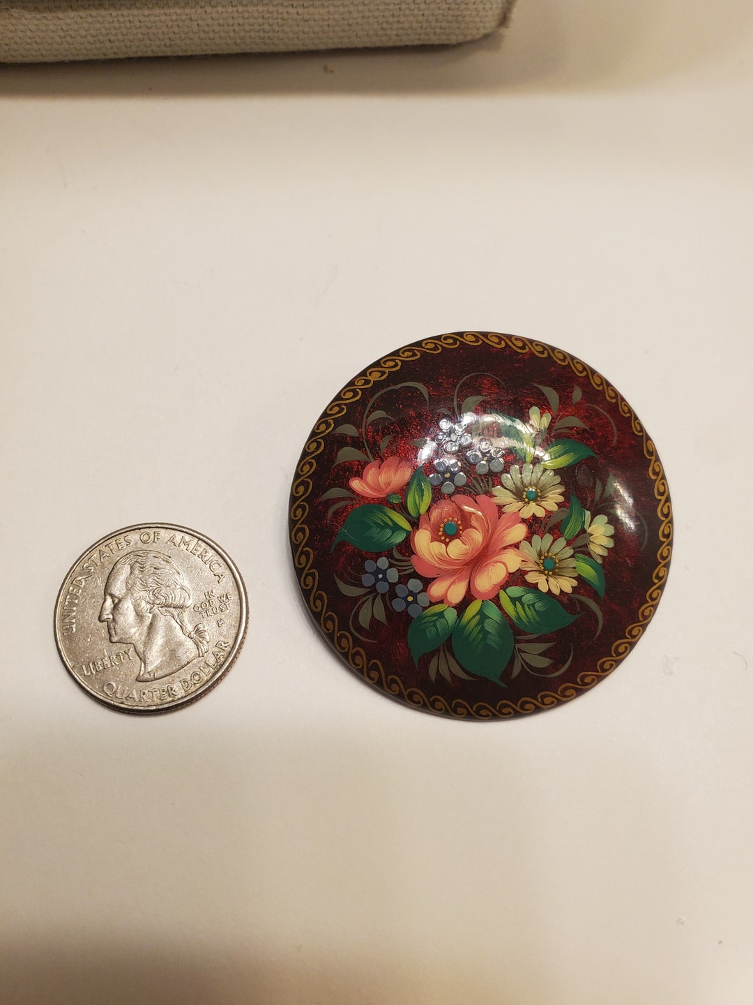 Hand Painted Russian Lacquer Brooch 1994 - Etsy