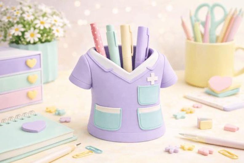 Nurse Scrubs Pen Holder Desk Organizer STL 3D Printing Medical Office ...