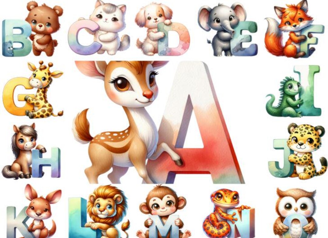 Animal Alphabet Clipart – PNG Bundle (digital Download - Etsy
