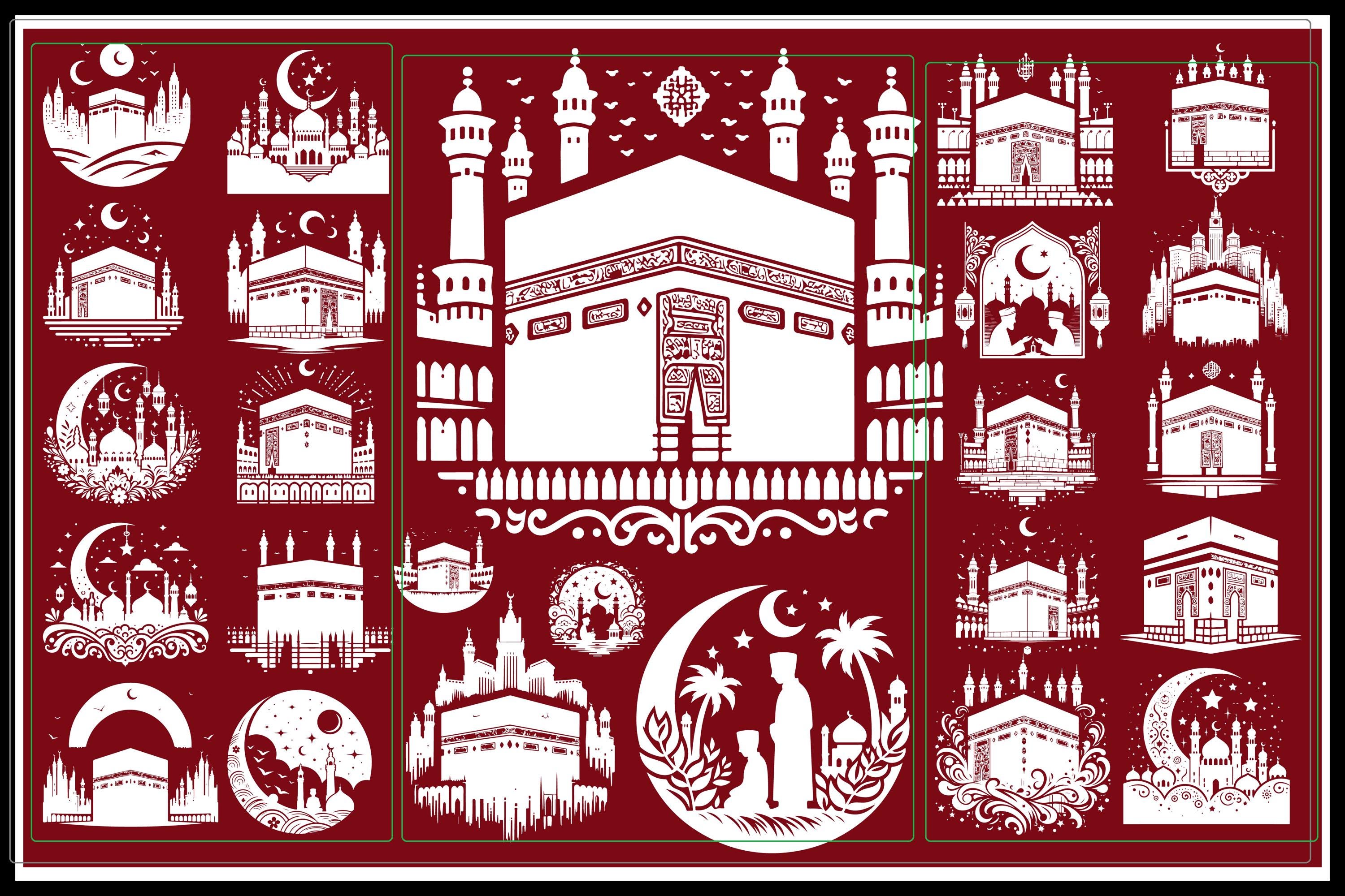 Kaaba Mosque Silhouette SVG Bundle | Islamic Art Laser Cut Files ...