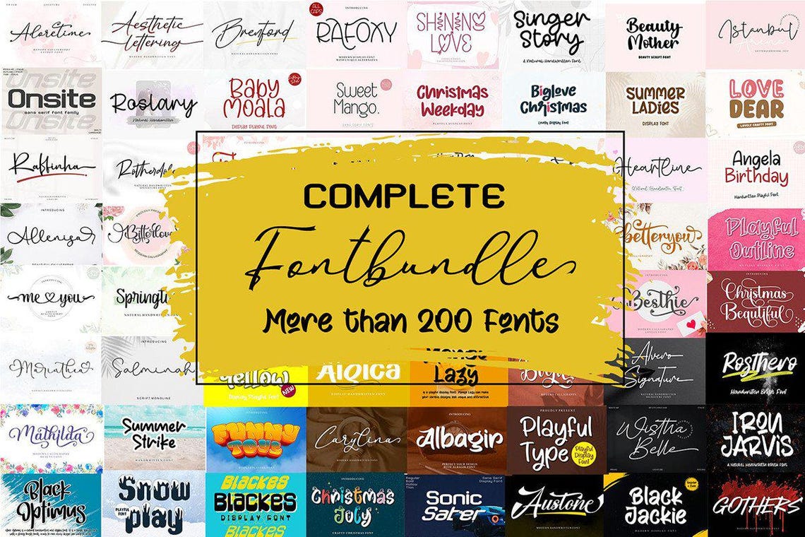 Complete Font Bundle – 221 Premium Fonts: Serif, Script, Display ...