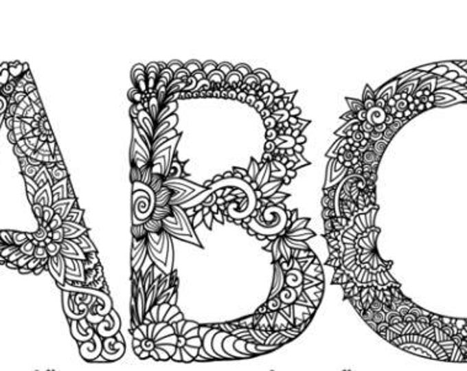 KDP Alphabet A-Z & Numbers 0-9 Mandalas Coloring Pages Sheets PDF ABC ...