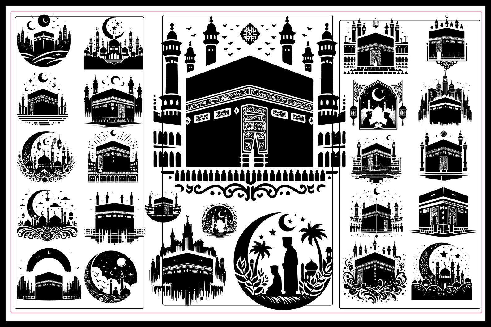 Kaaba Mosque Silhouette SVG Bundle | Islamic Art Laser Cut Files ...