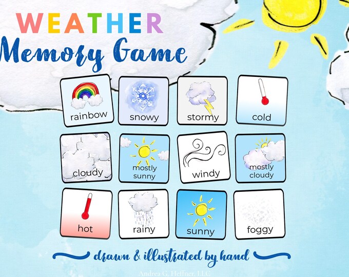 Weather Memory Game Printable. Science Activity for Kids. INSTANT ...