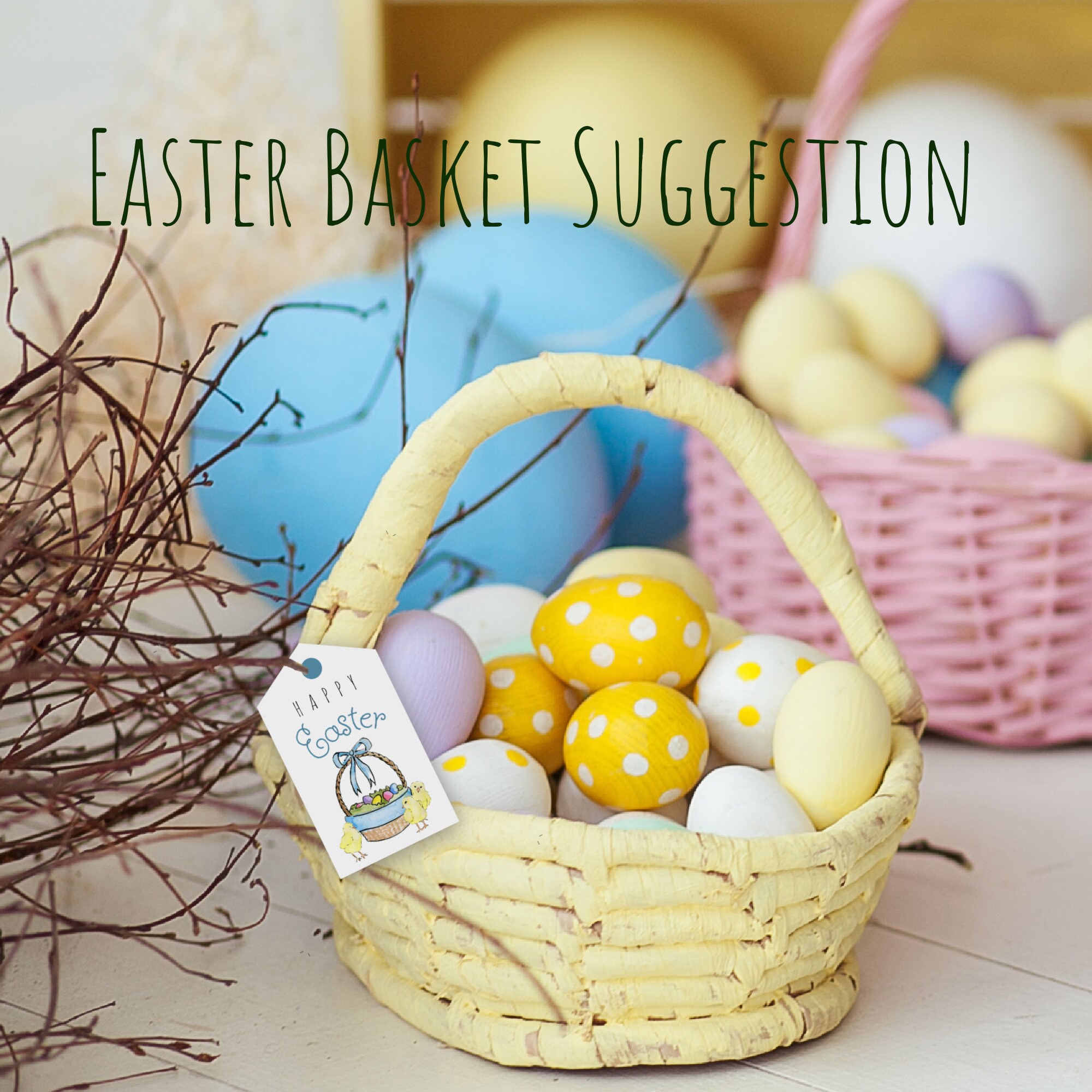 Easter Basket Gift Tags Baby Chicks and Easter Basket. Printable PDF ...